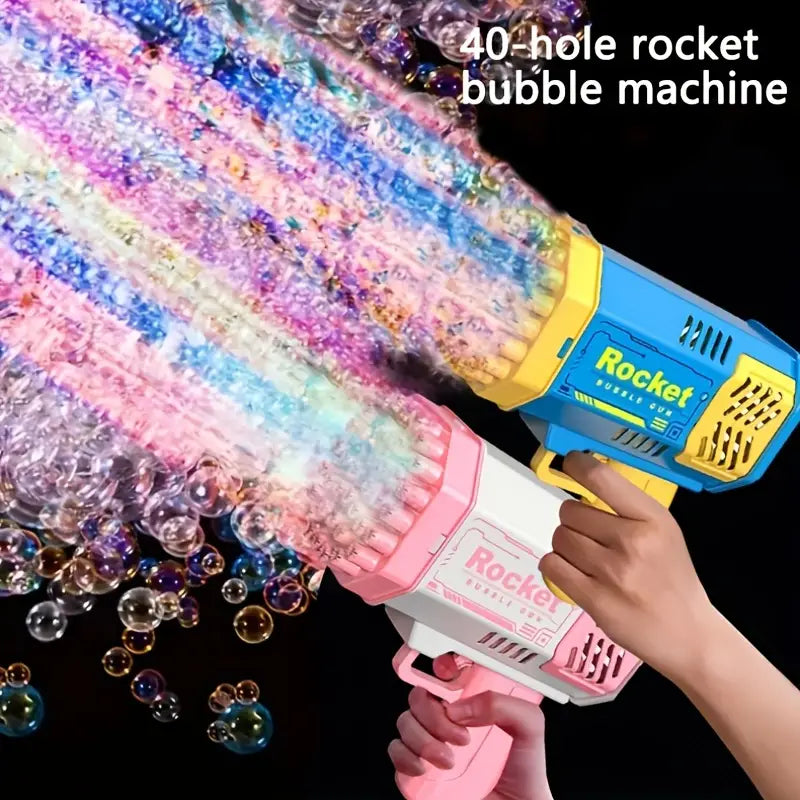 KId's 40 Holes Electric Automatic Rocket Launcher Handheld Bubble Gun ...